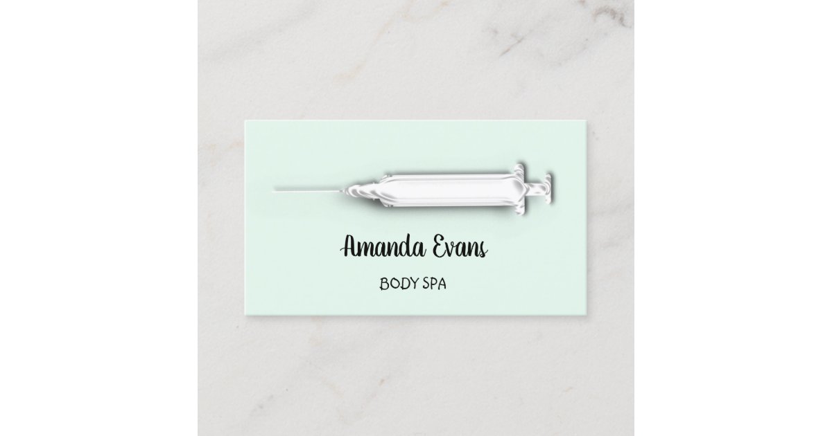 Cosmetologist Syringe Botox Injection Silver Ombre Appointment Card ...
