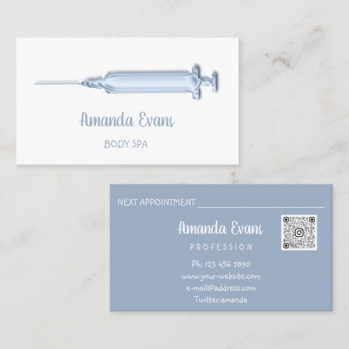 Cosmetologist Syringe Botox Injections SPA Blue Appointment Card ...