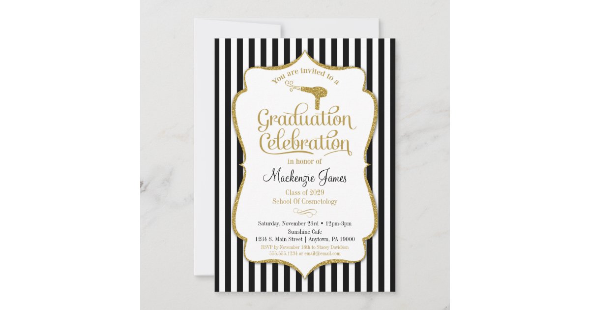 Cosmetology Graduation Party Invitation Beauty | Zazzle