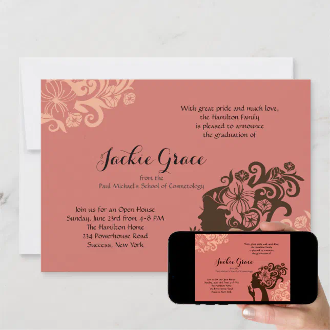 Cosmetology Silhouette Graduation Invitation | Zazzle