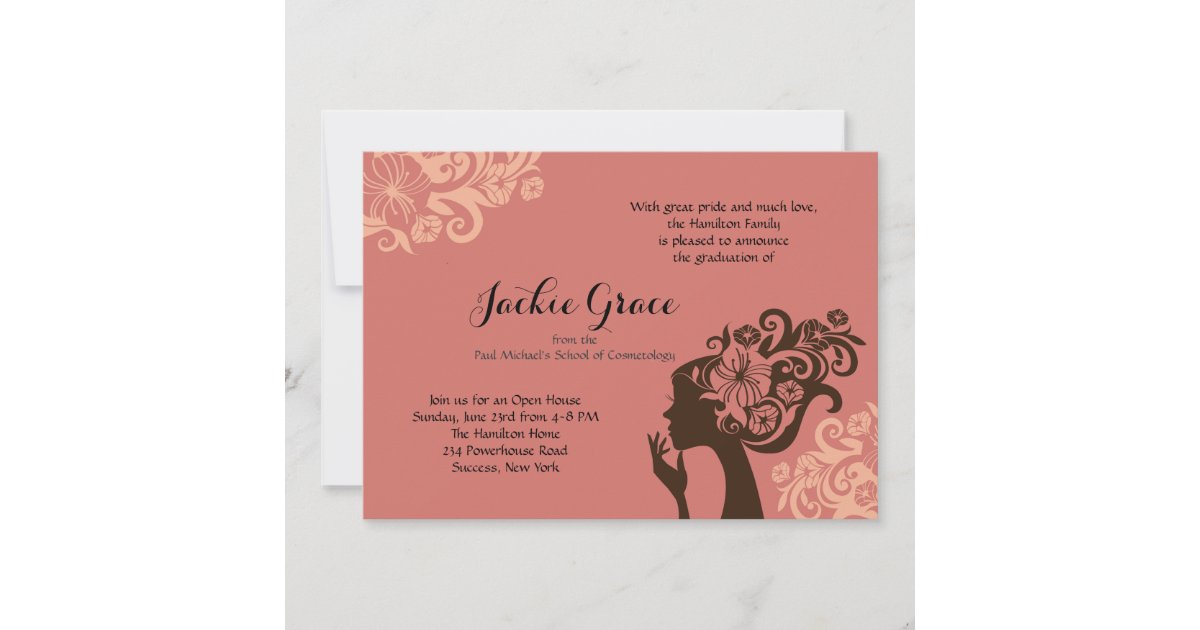 Cosmetology Silhouette Graduation Invitation | Zazzle
