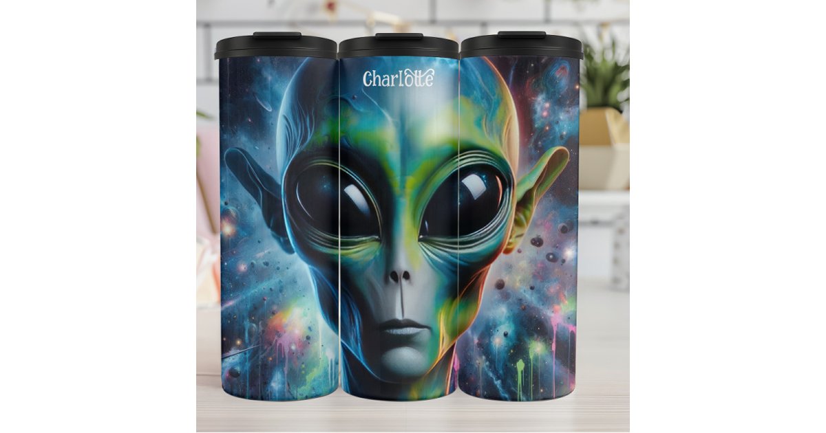 Cosmic Alien: Ethereal Glow, Universe Thermal Tumbler | Zazzle