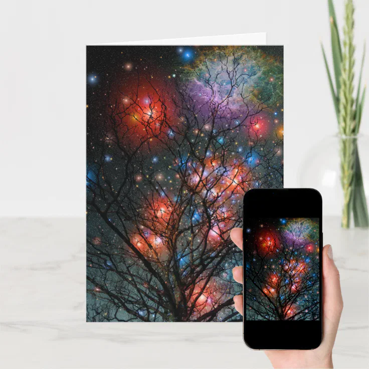 Cosmic Christmas Tree Holiday Card | Zazzle