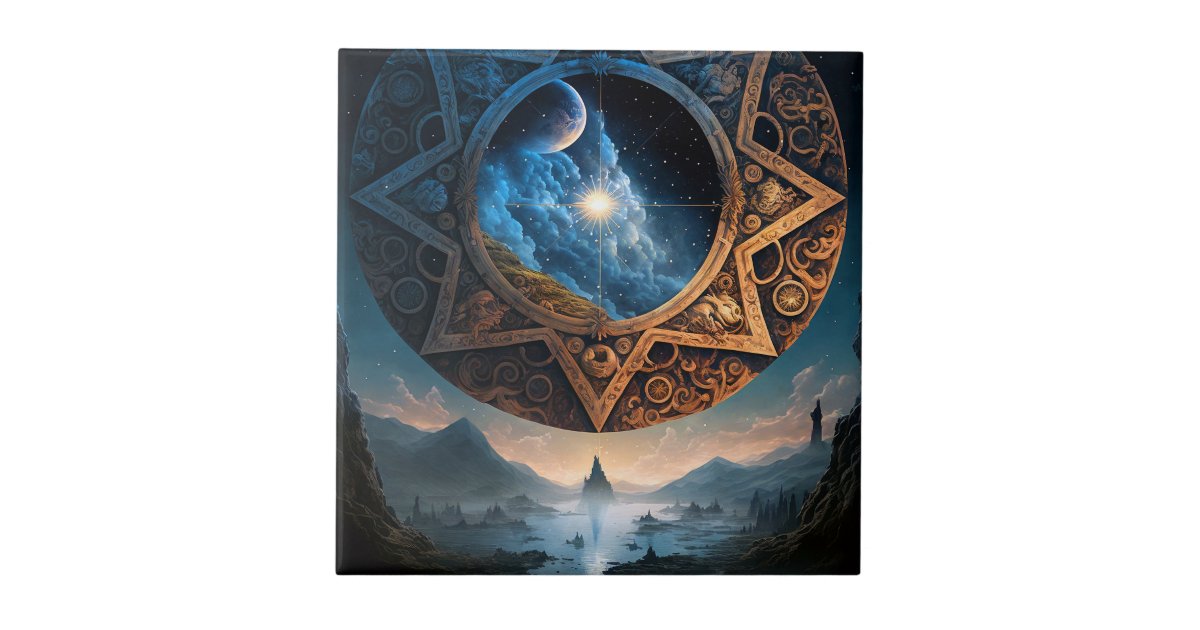 Cosmic Fantasy Space Landscape Ceramic Tile | Zazzle