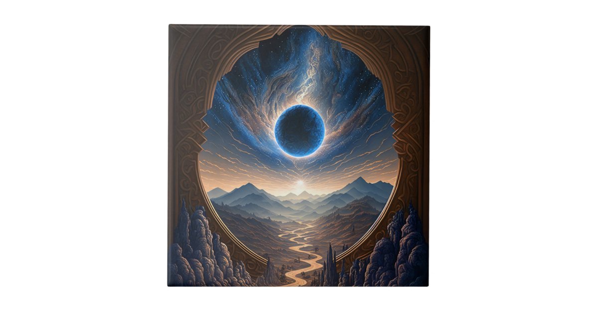 Cosmic Fantasy Space Landscape Ceramic Tile | Zazzle