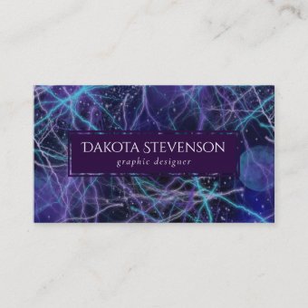 Cosmic Galaxy | Blue Purple and Pink Lightening Business Card | Zazzle