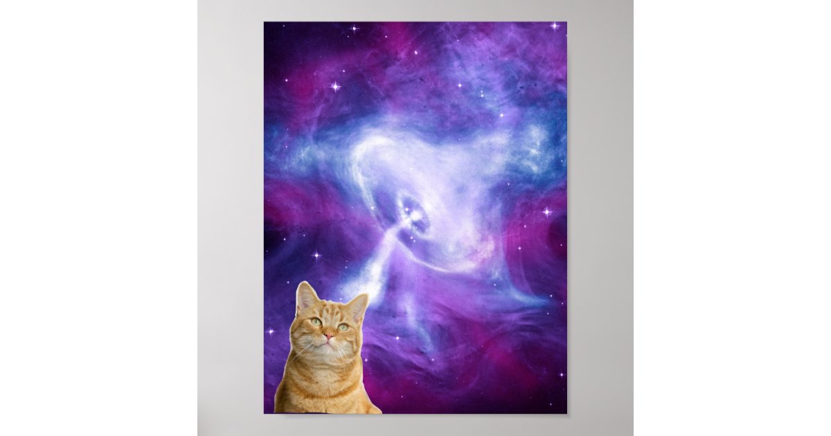 Cosmic galaxy space cat poster | Zazzle