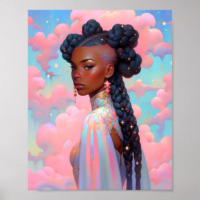 Cosmic Lady African American Fantasy Art Poster | Zazzle