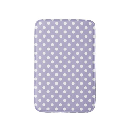 Cosmic lavender/purple polka dots bathroom rug | Zazzle