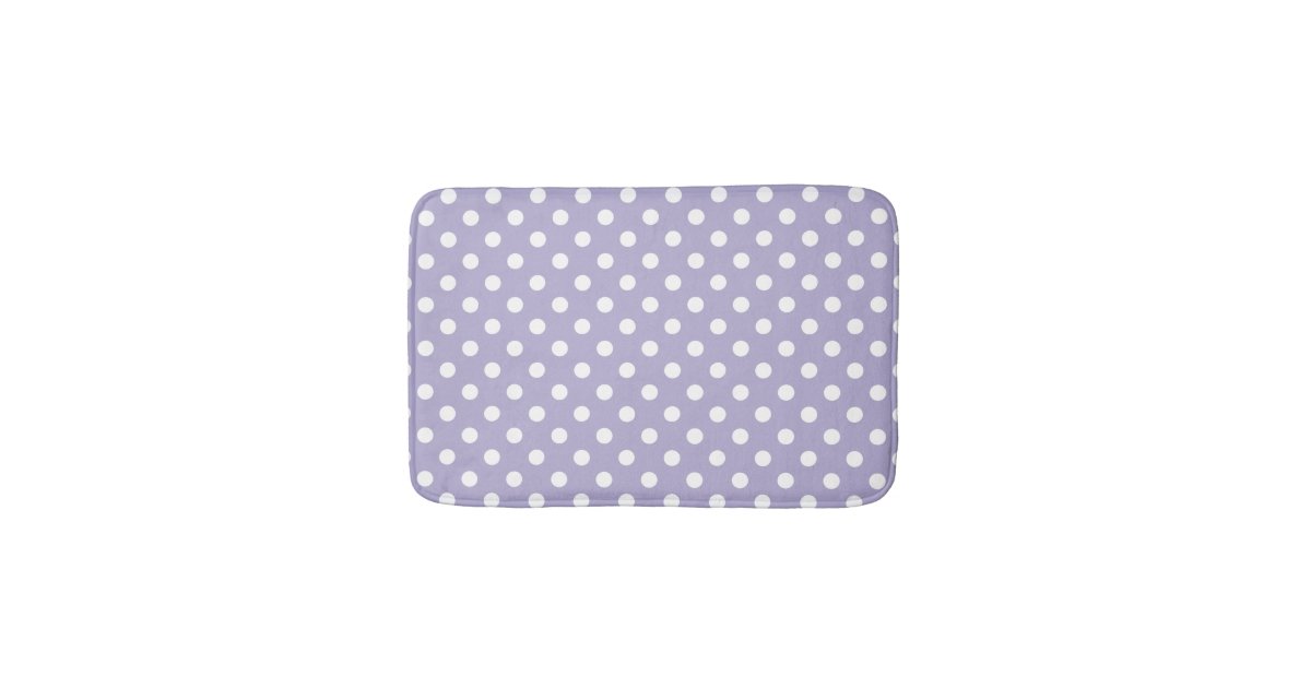 Cosmic lavender/purple polka dots bathroom rug | Zazzle