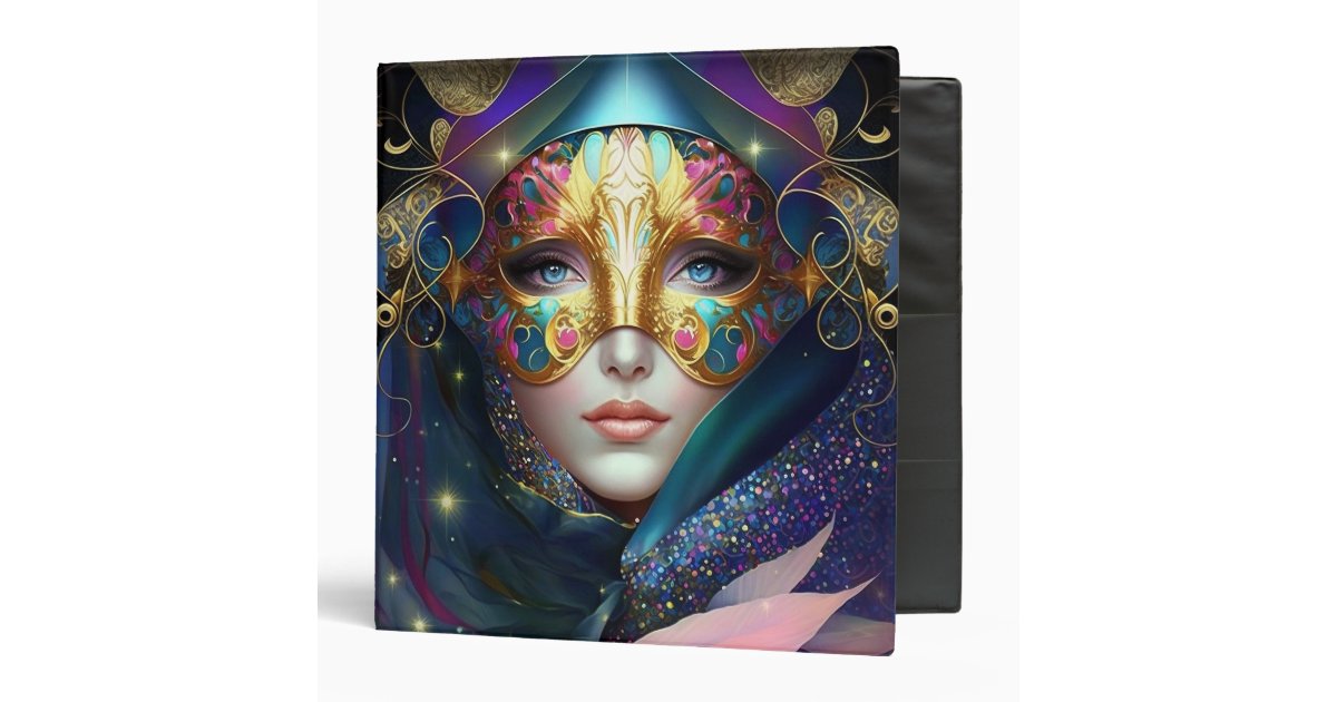Cosmic Masked Goddess Queen Fantasy Art 3 Ring Bin 3 Ring Binder | Zazzle