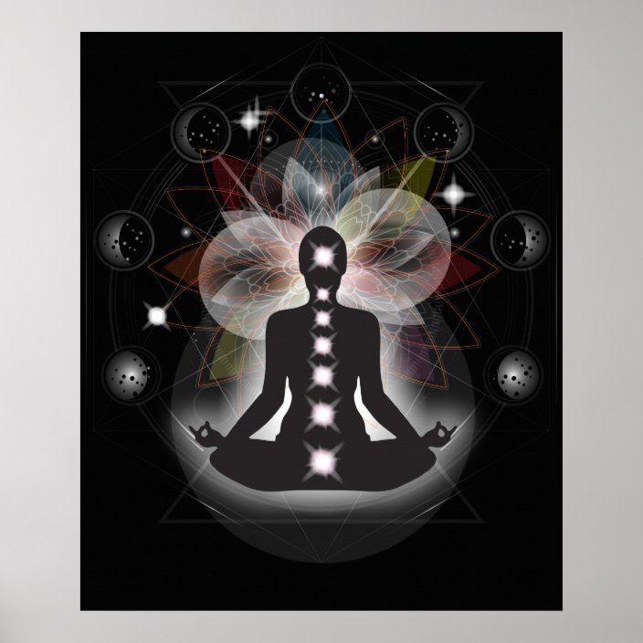 Cosmic Meditation Moon Phase Mandala Poster | Zazzle.com
