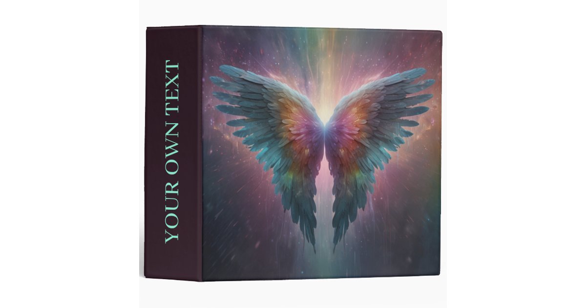 *~*Cosmic Neon Glowing Angel Wings AP78 3 Ring Binder | Zazzle