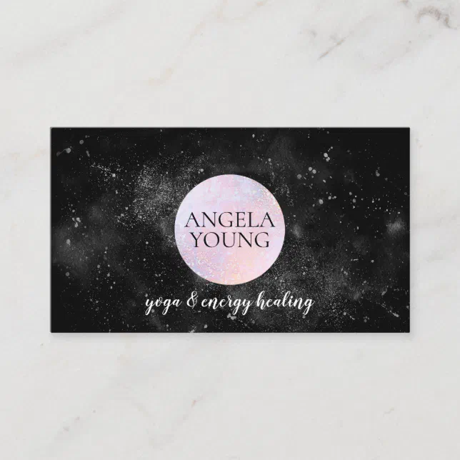 Cosmic Pink Moon Yoga, Life Coach, Astrologer Business Card | Zazzle