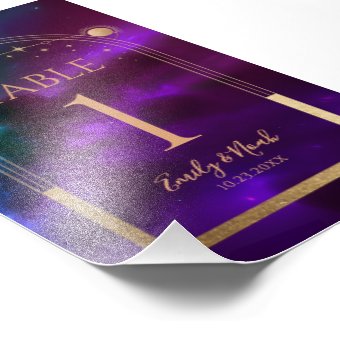 Cosmic Purple Teal Gold Sun Moon Astronomy Wedding Photo Print | Zazzle