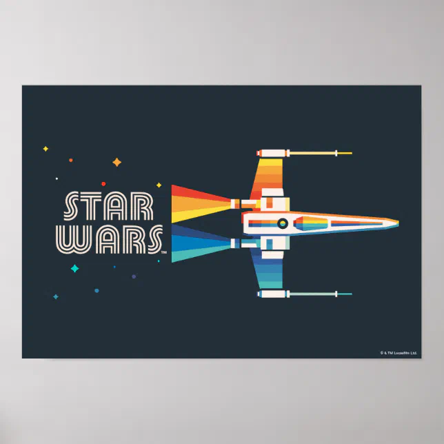 Cosmic Rainbow X-Wing Starfighter Poster | Zazzle
