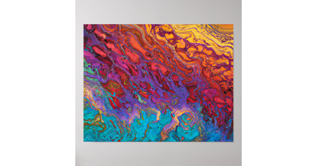 Cosmic Rhapsody: Vibrant Alien Topography Poster | Zazzle