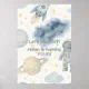 Cosmic Space Birthday Party | Rocket & Stars - Poster | Zazzle