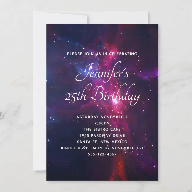 Cosmic Space Stars and Nebula Birthday Party Invitation | Zazzle
