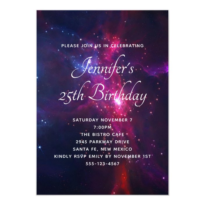 Cosmic Space Stars and Nebula Birthday Party Invitation | Zazzle.com