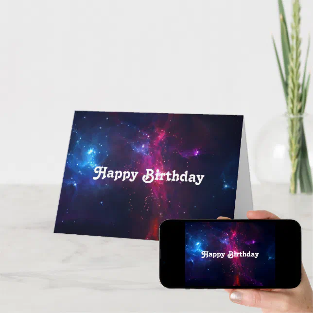 Cosmic Space Stars and Nebula Happy Birthday Card | Zazzle