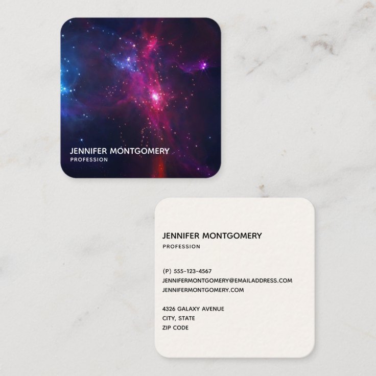 Cosmic Space Stars and Nebula Modern Business Card | Zazzle