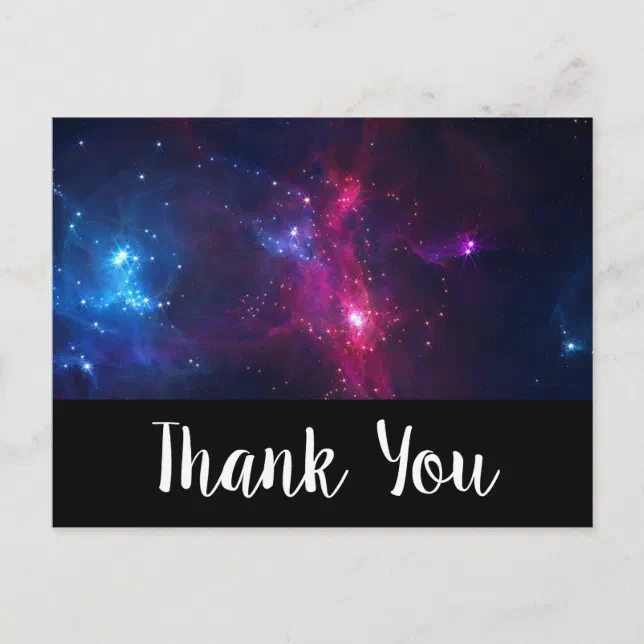 Cosmic Space Stars and Nebula Thank You Postcard | Zazzle