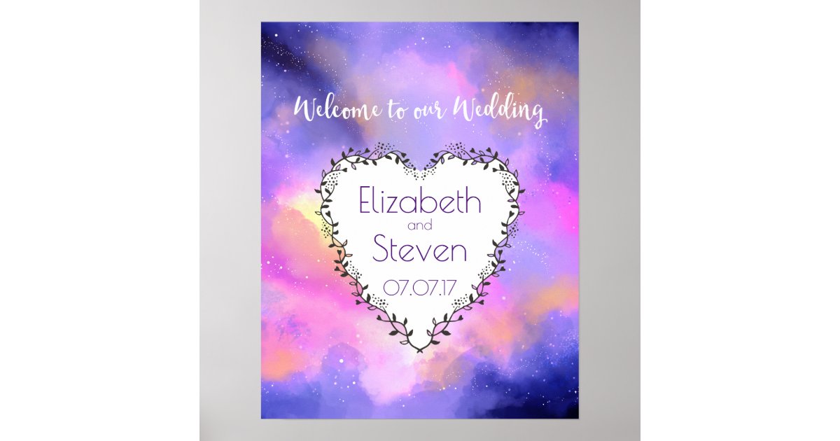 Cosmic Space Themed Wedding Welcome Poster | Zazzle