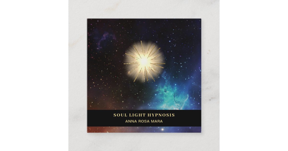 Cosmic Stars Healing Universe Energy Sun Burst Square Business Card ...