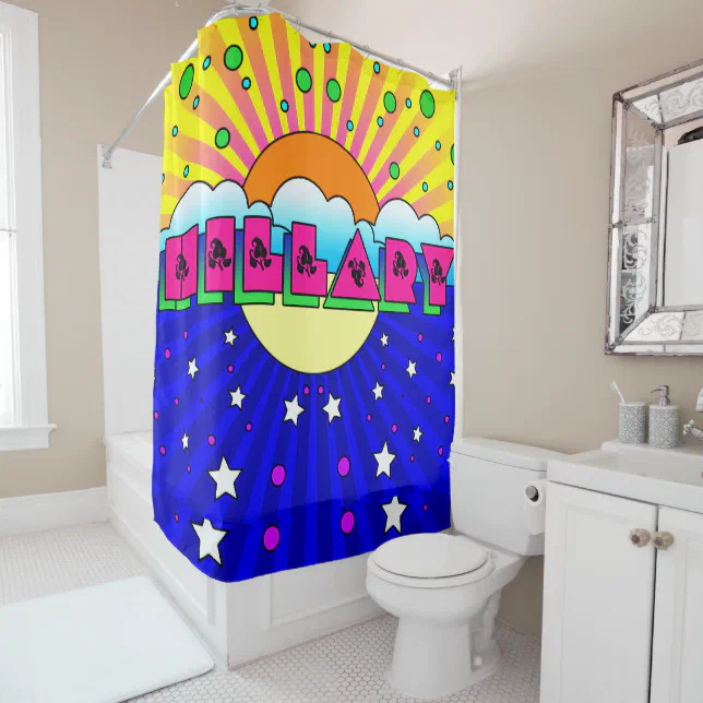 Cosmic Style Hillary Celebration Poster Shower Curtain | Zazzle