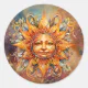 Cosmic Sun Face Digital Art Classic Round Sticker | Zazzle