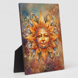 Cosmic Sun Face Digital Art Tabletop Plaque | Zazzle