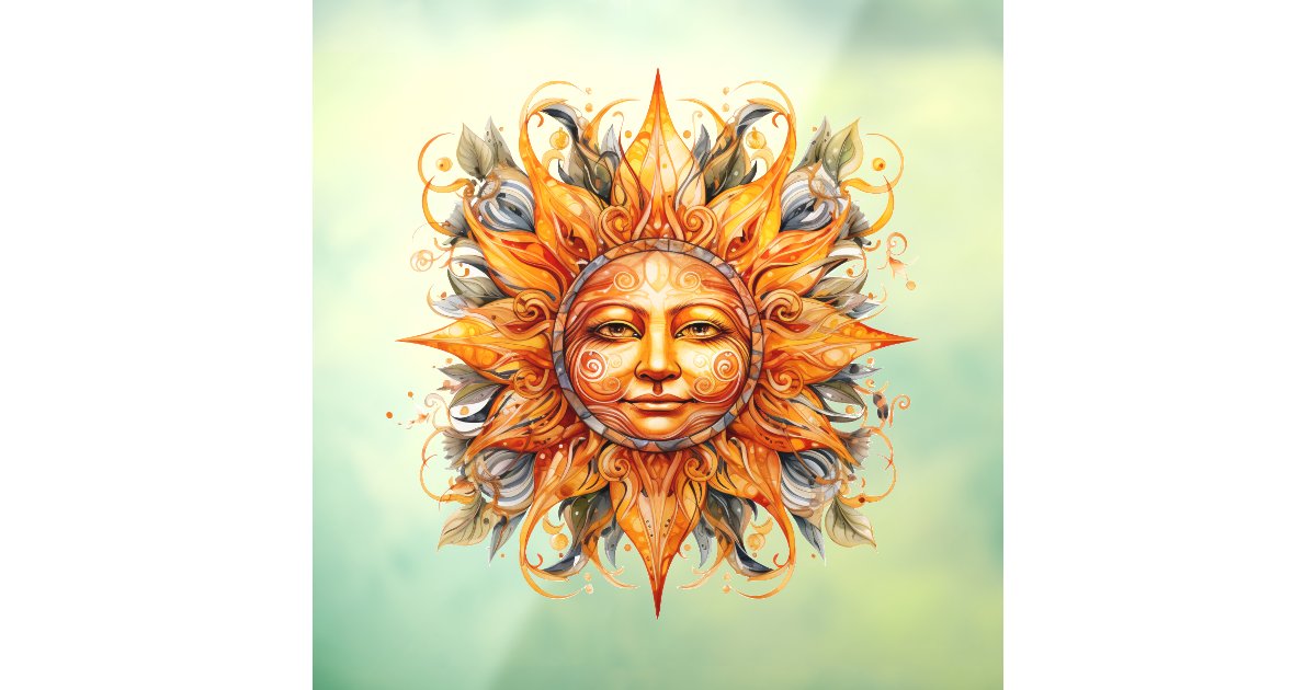 Cosmic Sun Face Window Cling | Zazzle