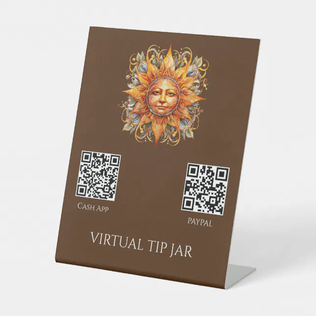 Cosmic Sun QR Code Virtual Tip Jar Tabletop Sign | Zazzle