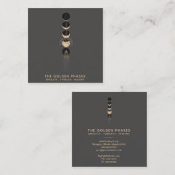Cosmic Universe Gold Moon Phases Glitter Square Business Card | Zazzle