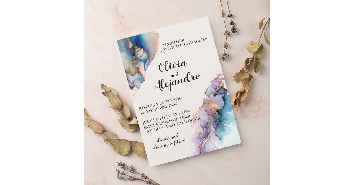 Cosmic Watercolor Wedding Invitation | Zazzle