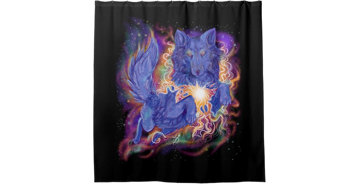 Cosmic Wolf Shower Curtain | Zazzle