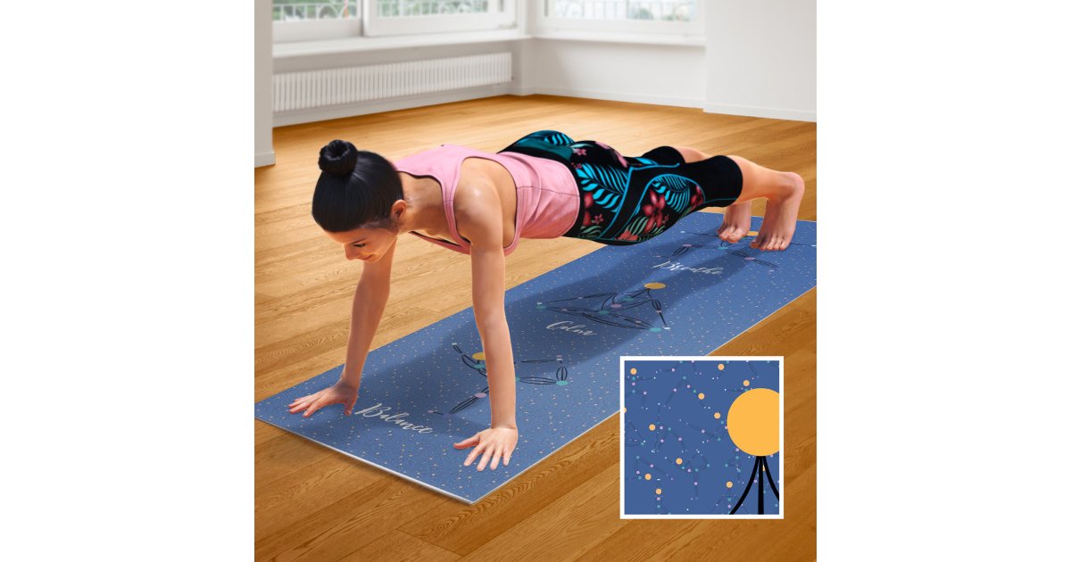 Cosmic Yoga Poses and Phrases Blue Yoga Mat | Zazzle