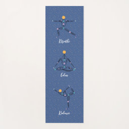 Cosmic Yoga Poses and Phrases Blue Yoga Mat | Zazzle