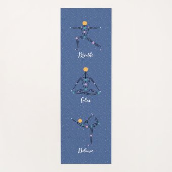 Cosmic Yoga Poses and Phrases Blue Yoga Mat | Zazzle