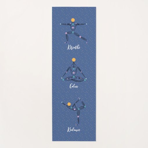 Cosmic Yoga Poses and Phrases Blue Yoga Mat | Zazzle