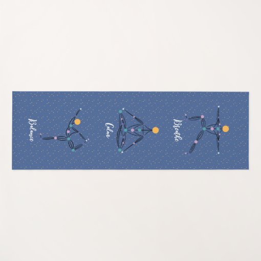 Cosmic Yoga Poses and Phrases Blue Yoga Mat | Zazzle