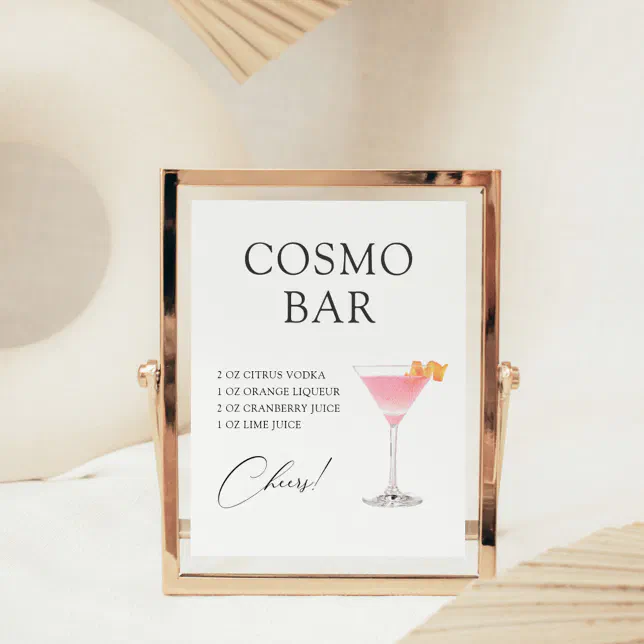 Cosmo Cocktail Bar Recipe Poster | Zazzle