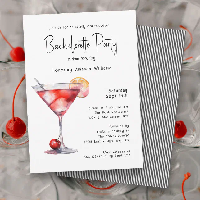 Cosmopolitan Bachelorette Party in the City Invitation | Zazzle