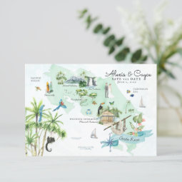 Costa Rica | Destination Wedding Itinerary Map Invitation | Zazzle