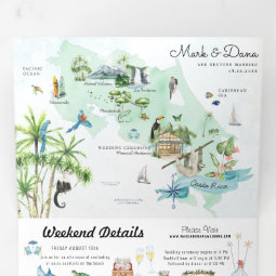 Costa Rica | Destination Wedding Itinerary Tri-Fold Invitation | Zazzle