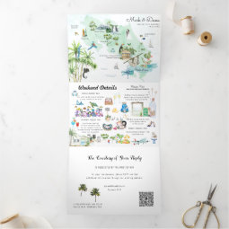 Costa Rica | Destination Wedding Itinerary Tri-Fold Invitation | Zazzle