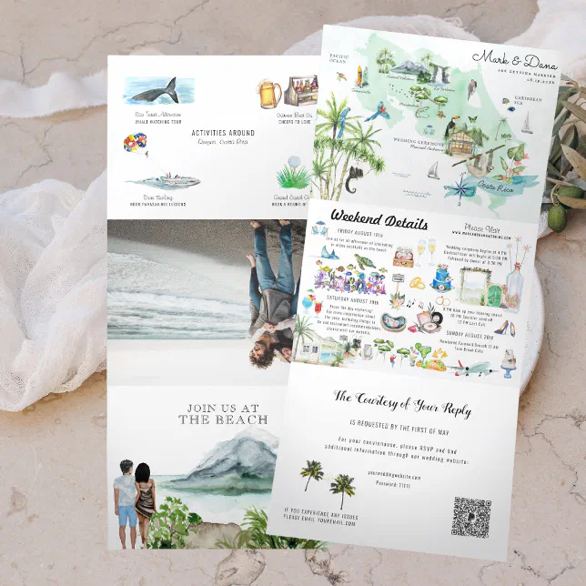 Costa Rica | Destination Wedding Itinerary Tri-Fold Invitation | Zazzle