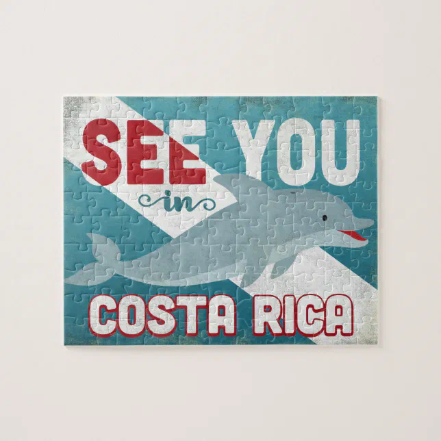 Costa Rica Dolphin - Retro Vintage Travel Jigsaw Puzzle | Zazzle
