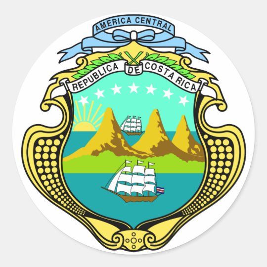 costa rica emblem classic round sticker | Zazzle.com